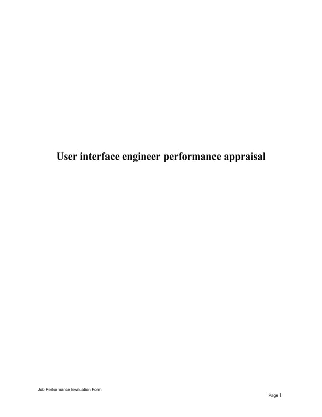User interface engineer performance appraisal | DOC | Resume Writing ...