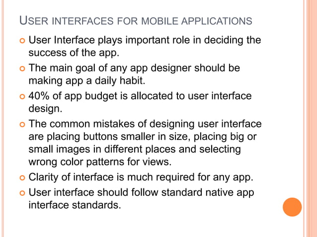 User interfaces for mobile applications | PPTX | Smartphones | Consumer ...