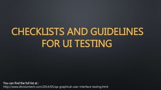User Interface Testing | Best Practices | PPTX