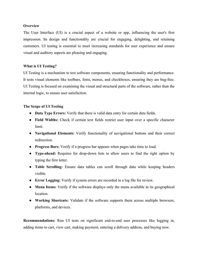User Interface Testing for Optimal User Experience | PDF