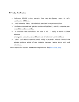 User Interface Testing for Optimal User Experience | PDF