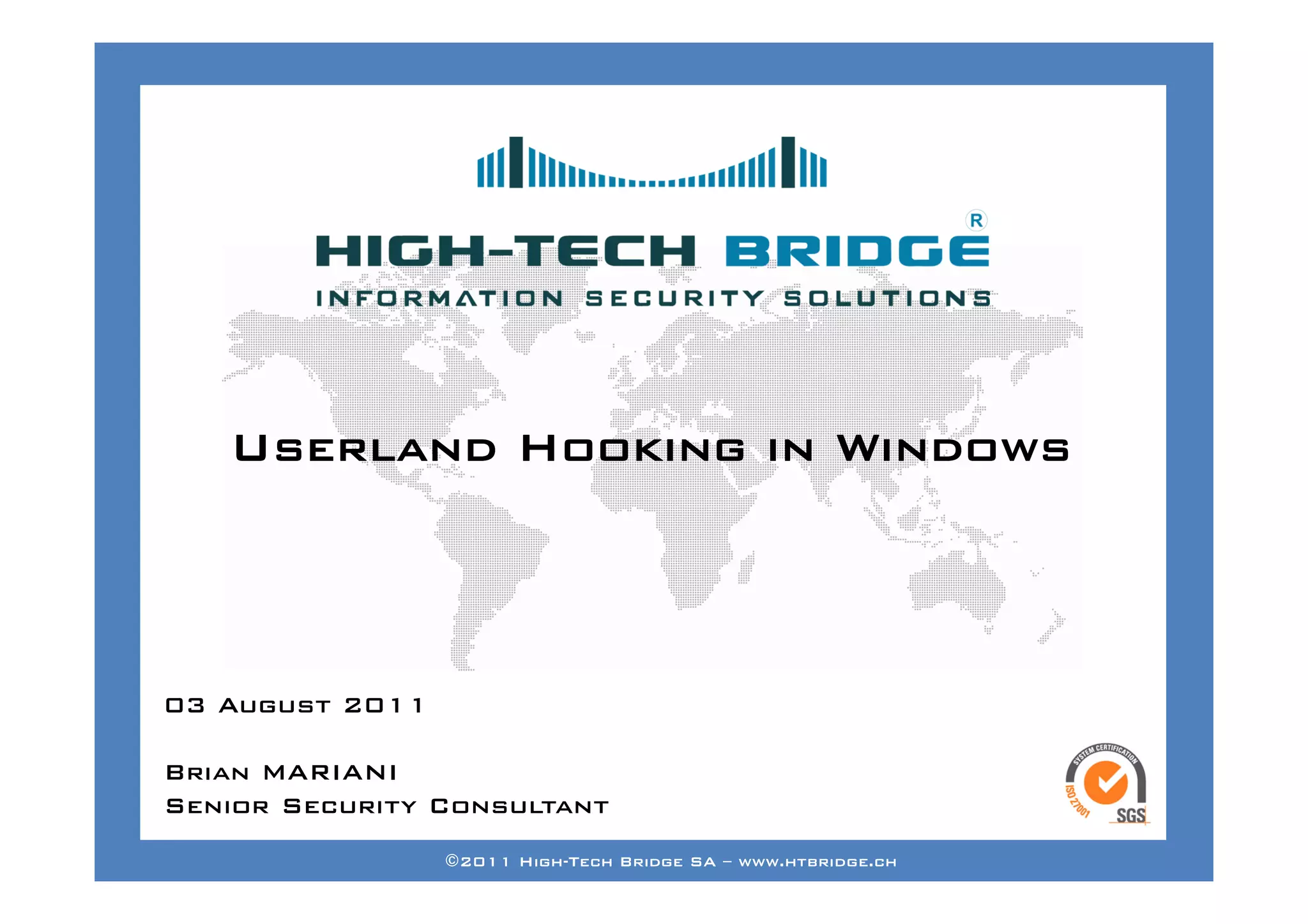 Userland Hooking in Windows | PPT