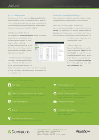 UserLock Datasheet | PDF
