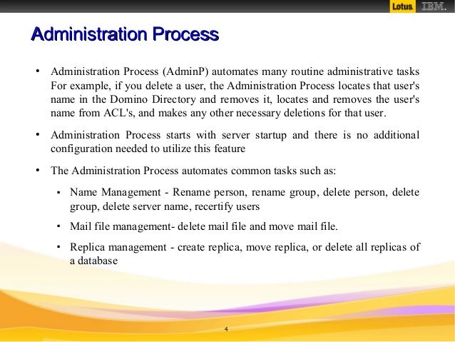 User management through administration process 2307