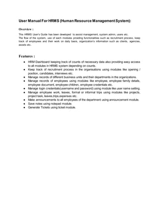 User Manual for HRMS (suite crm) | DOCX