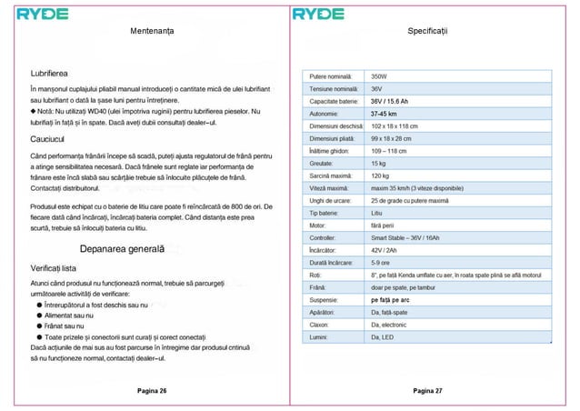 User manual + Guarantee RYDE 350 Ranger 8003 (1).pdf