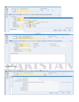 Oracle Master Item Creation Document | DOCX