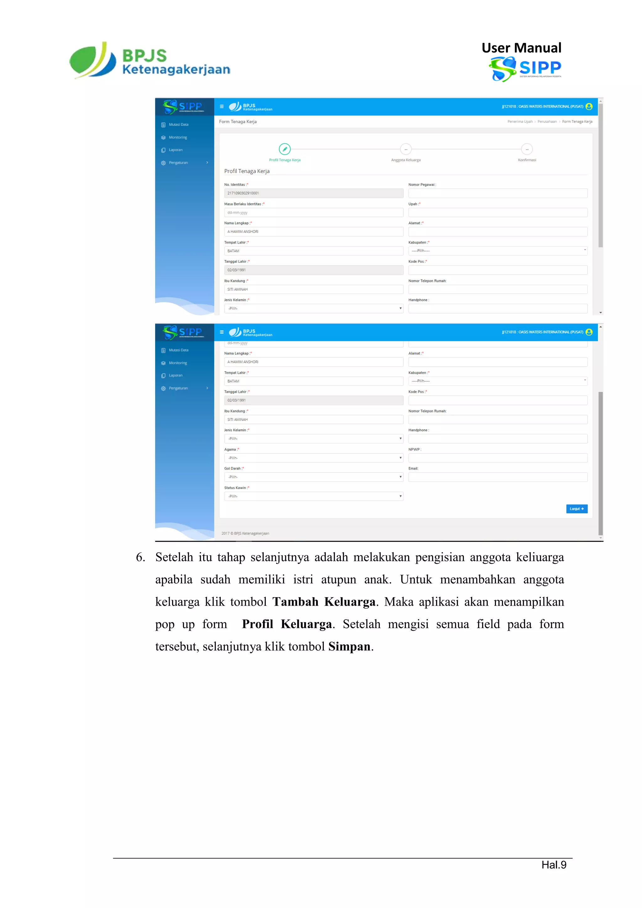 User Manual New SIPP v1 BPJS Ketenagakerjaan | PDF