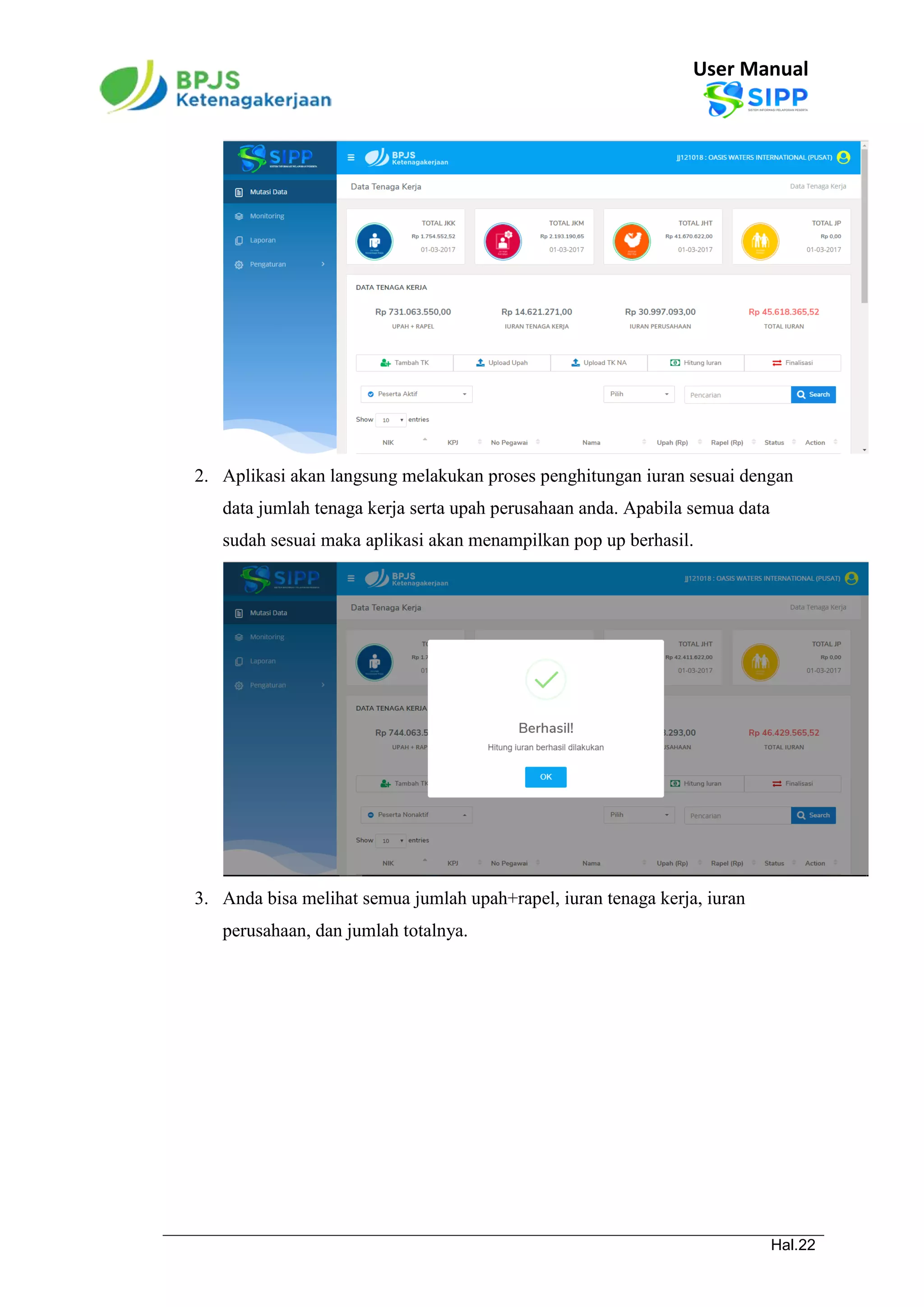 User Manual New SIPP v1 BPJS Ketenagakerjaan | PDF