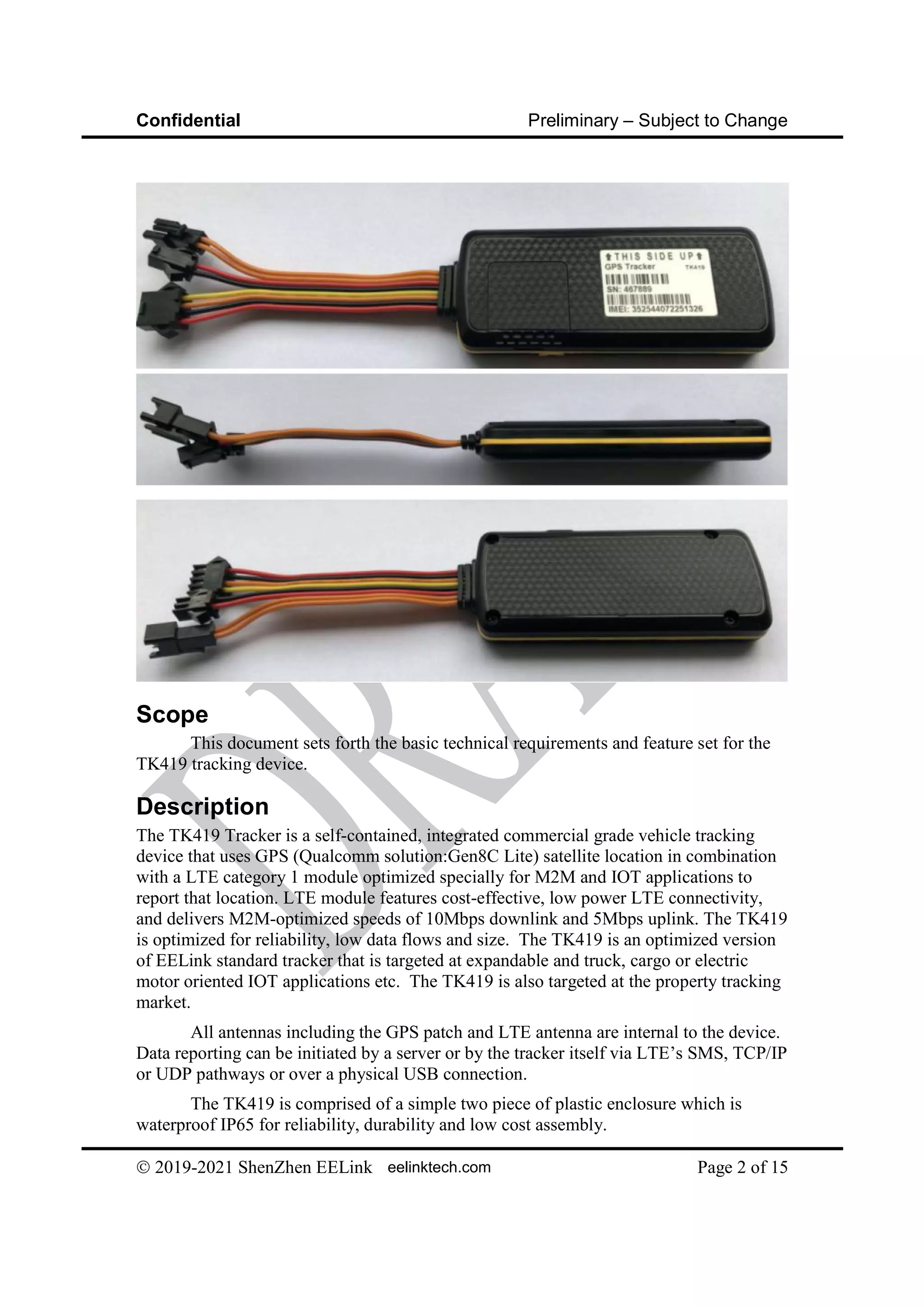 User Manual of TK419 Tracking Device | PDF