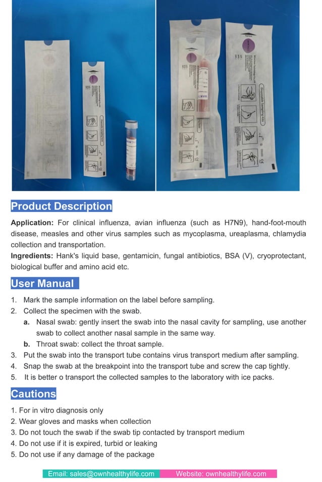User manual of disposable sampling kits/virus transport medium kit ...
