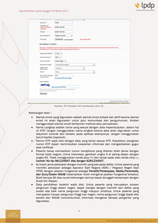 User manual pendaftaran beasiswa lpdp layout 13 maret 2017 up 16 maret | PDF