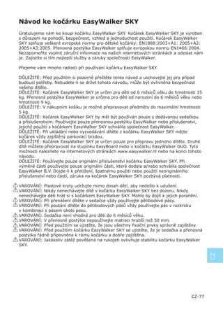 easywalker sky user manual Czech | PDF