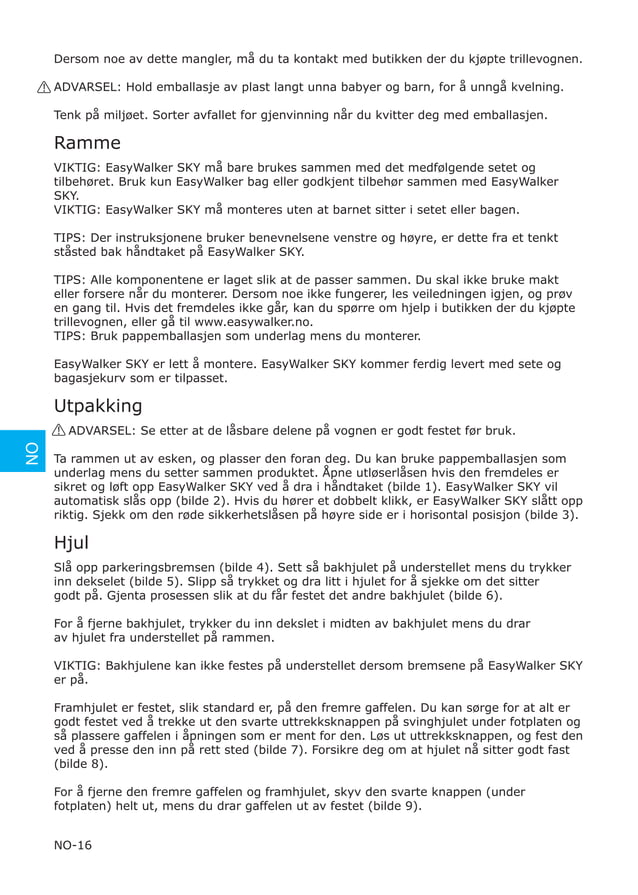 easywalker sky user manual Norwegian | PPT