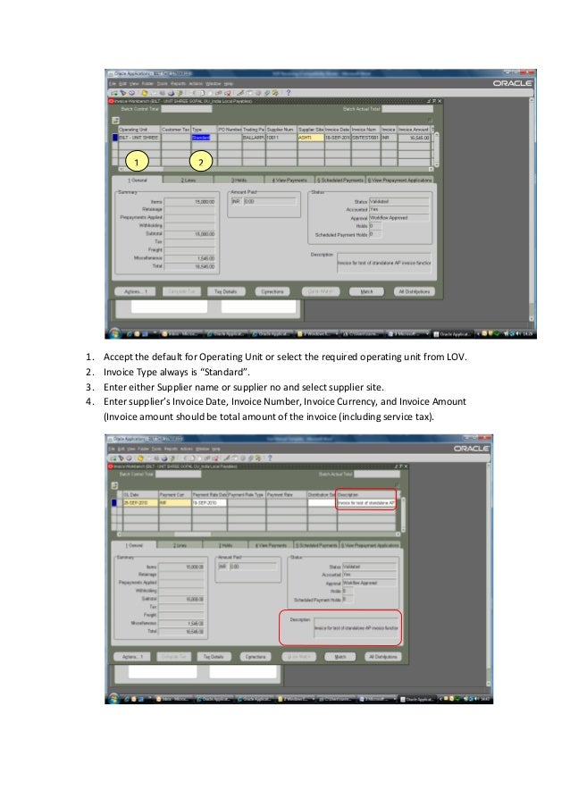 Sample Oracle Payable User Manual