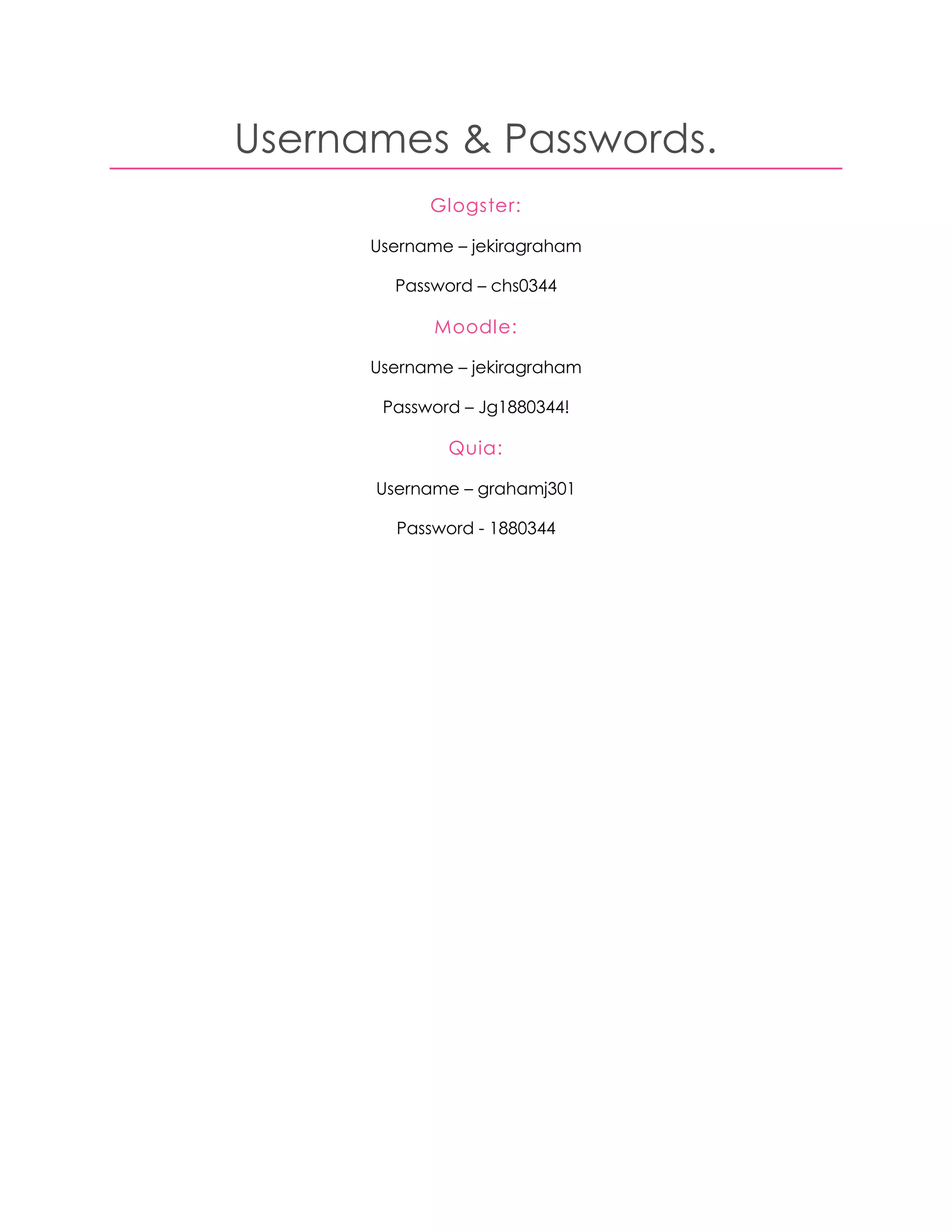 Username&passwords | PDF