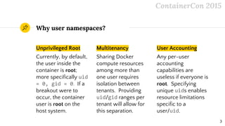 Rooting Out Root: User namespaces in Docker | PPT