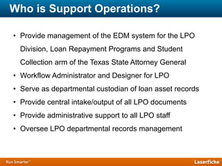 Laserfiche - User Presentation- Texas Higher Education Co-ordinating | PPT