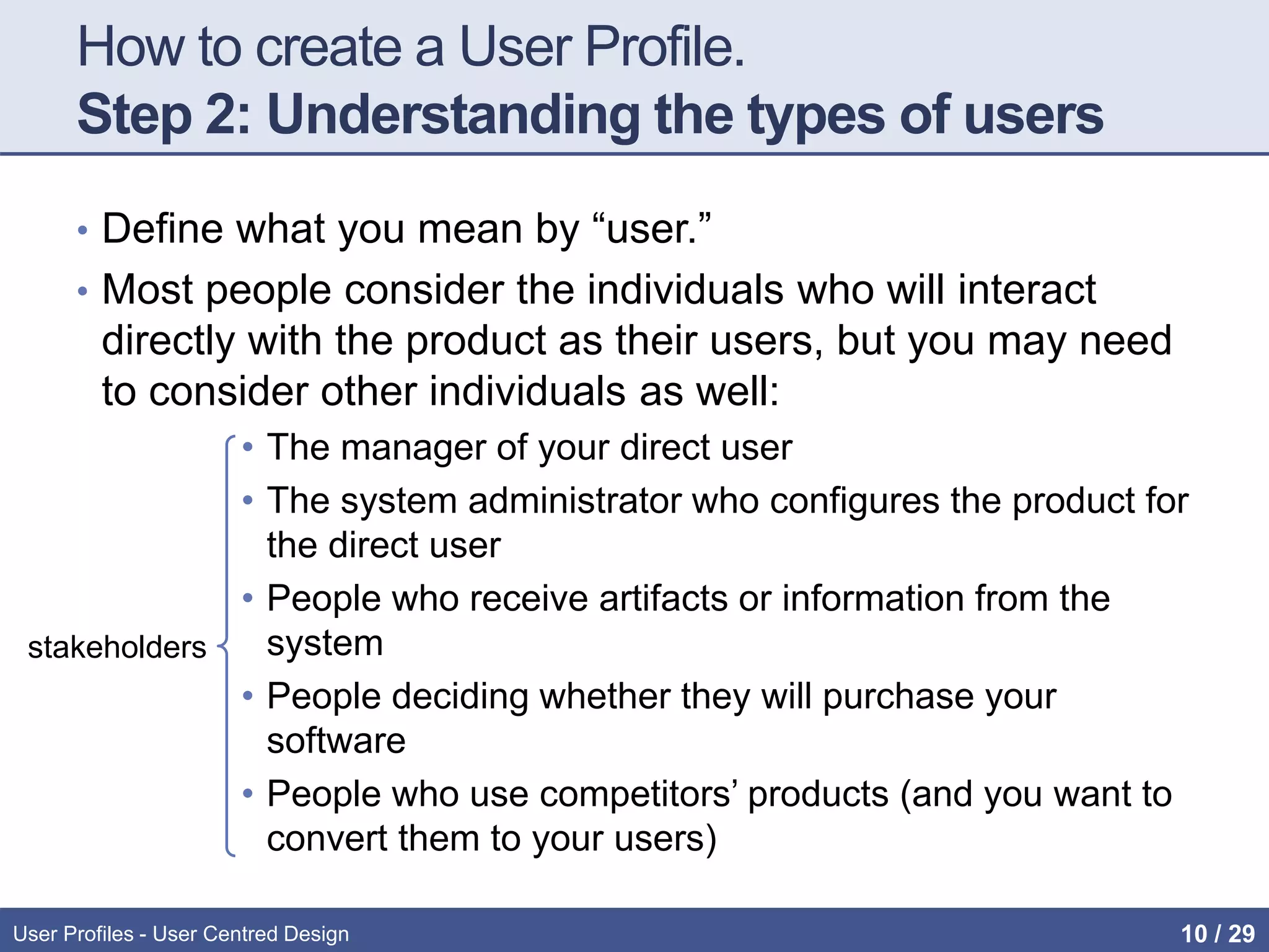 User profiles. Personas | PPTX