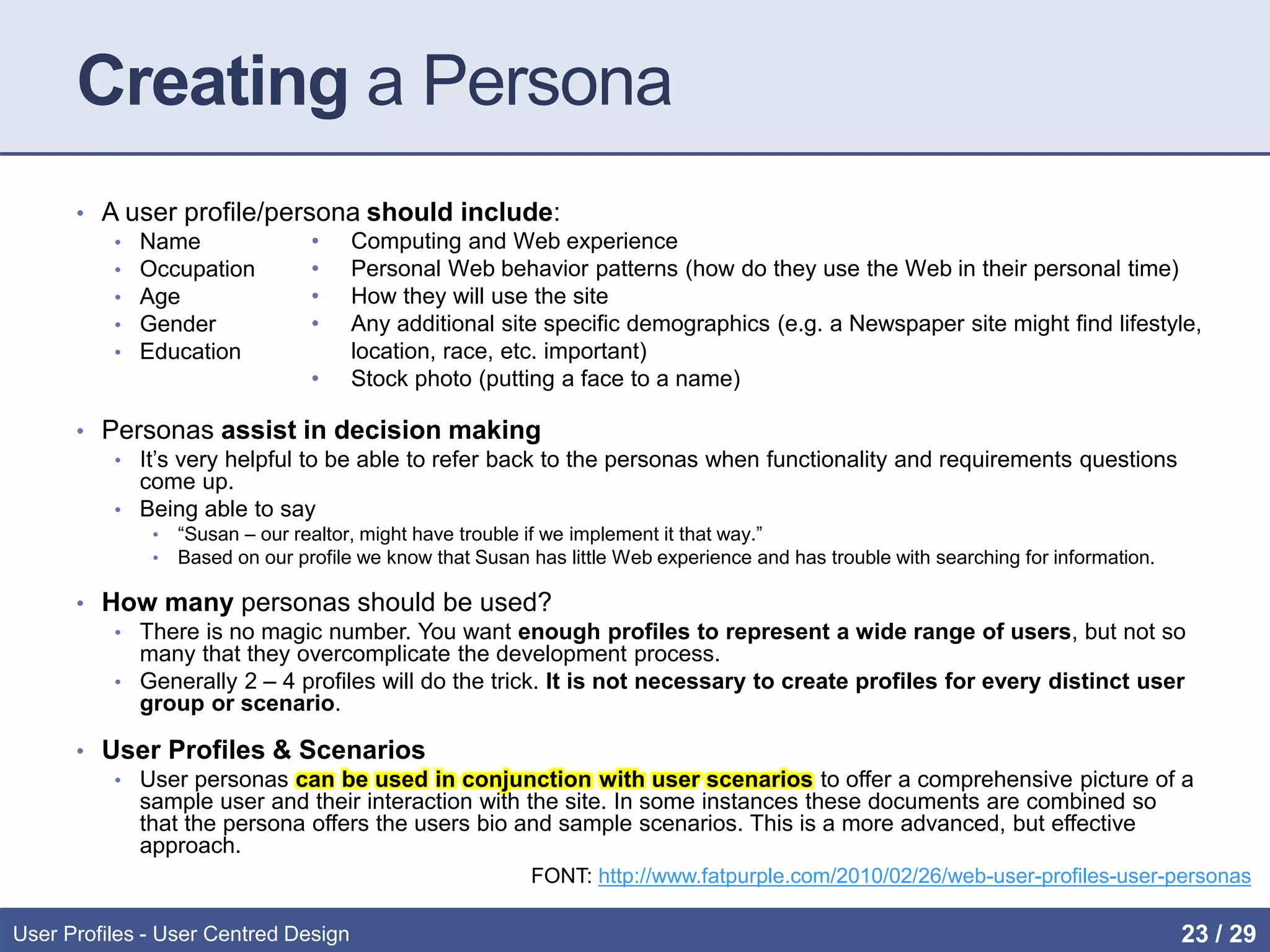 User profiles. Personas | PPTX