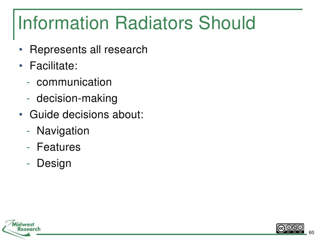 Information Radiators Should Represents all