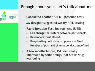 User research + agile = RITE+Krug | PPTX