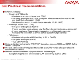 Avaya VoIP on Cisco Best Practices by PacketBase | PPT
