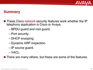 Avaya VoIP on Cisco Best Practices by PacketBase | PPT