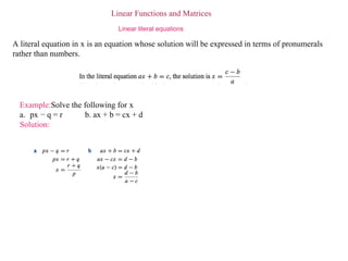 Linear Functions And Matrices | PPT