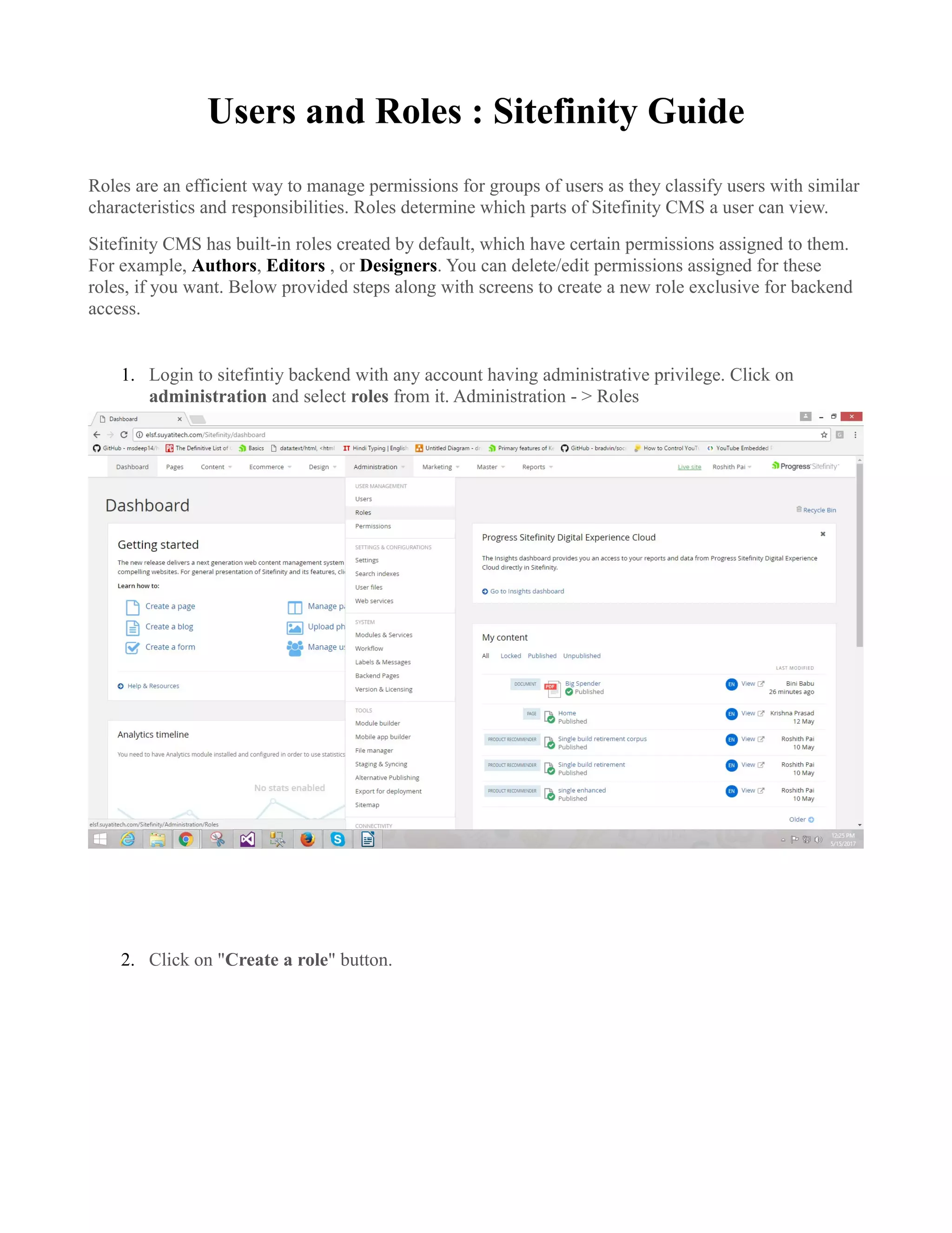 Users and roles sitefinity guide | ODT