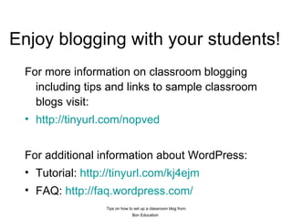 How to create a classroom blog on WordPress | PPT