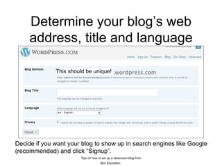 How to create a classroom blog on WordPress | PPT | Educational ...