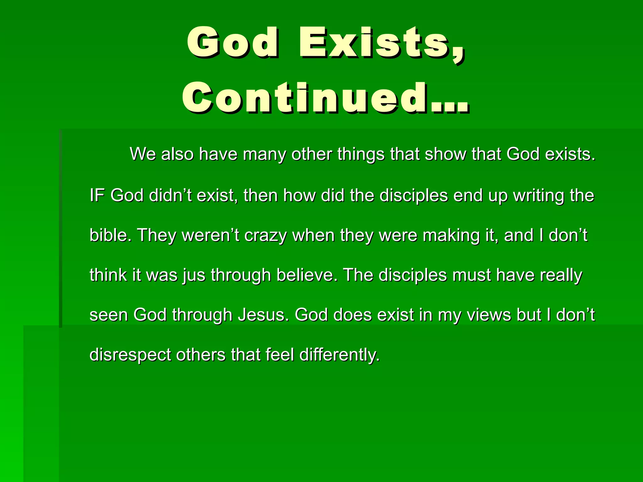 God Does Exist | PPT