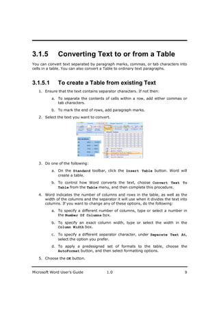 Users Guide To Microsoft Word Tables | PDF | Desktop Publishing ...