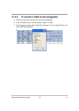 Users Guide To Microsoft Word Tables | PDF | Desktop Publishing ...