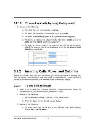 Users Guide To Microsoft Word Tables | PDF | Desktop Publishing ...