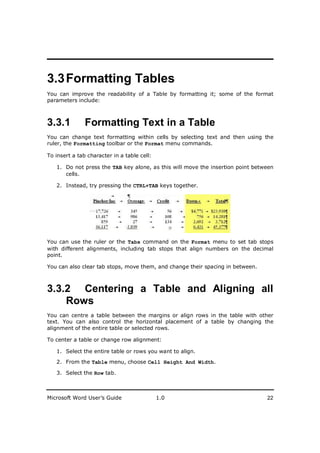 Users Guide To Microsoft Word Tables | PDF | Desktop Publishing ...