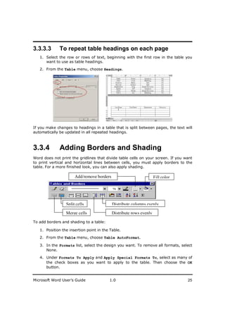 Users Guide To Microsoft Word Tables | PDF | Desktop Publishing ...