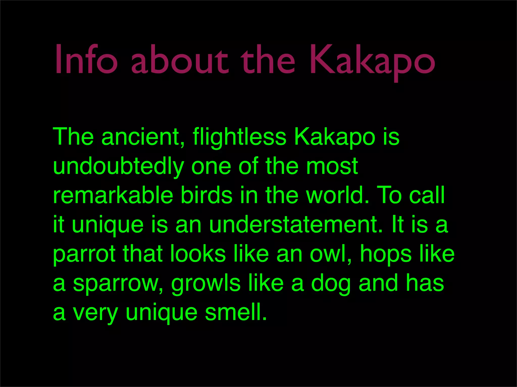 Kakapo slideshow | PDF