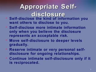 Interpersonal Self-disclose and Feedback | PPT | Family and Relationships