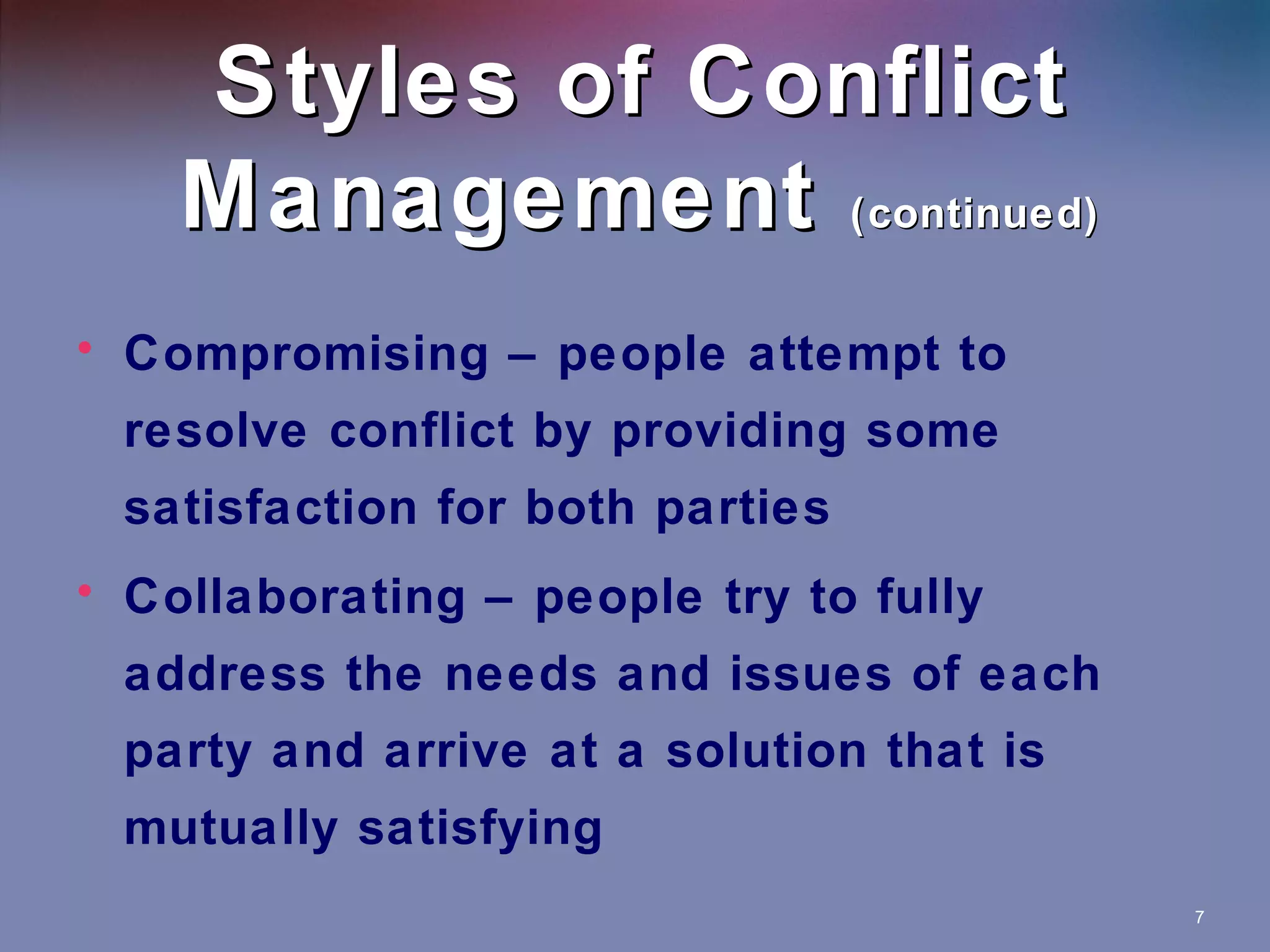 Interpersonal Managing Conflict | PPT | Dating | Family and Relationships