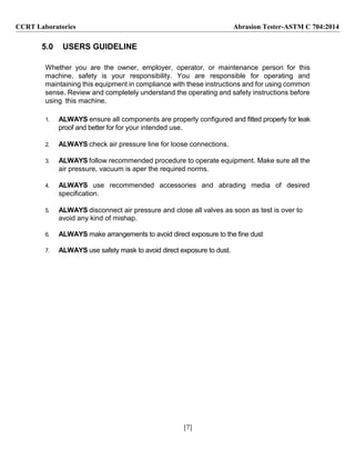 Users manual abrasion tester | PDF