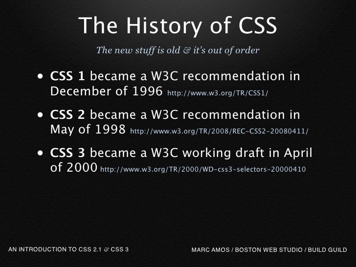Introduction to CSS 2.1 and CSS 3