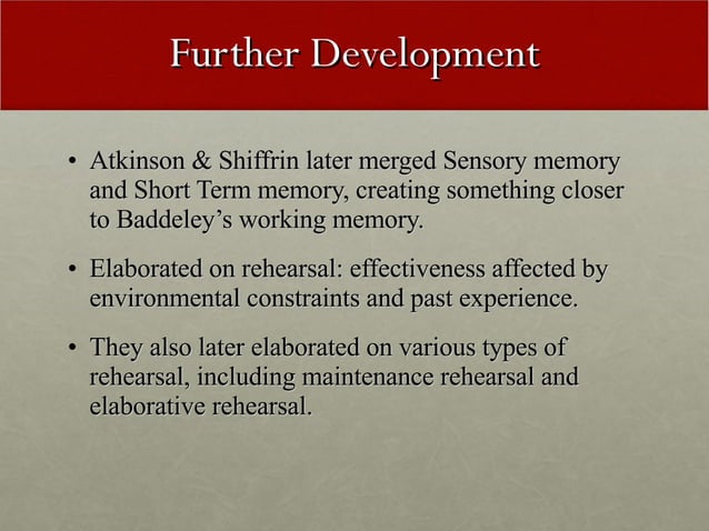Atkinson & Shiffrin's Multi-Store Model of Memory | PPT