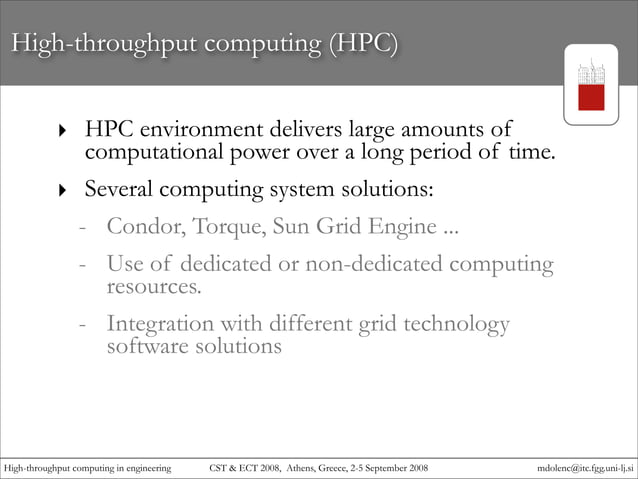 High Throughput Computing In Engineering Ppt