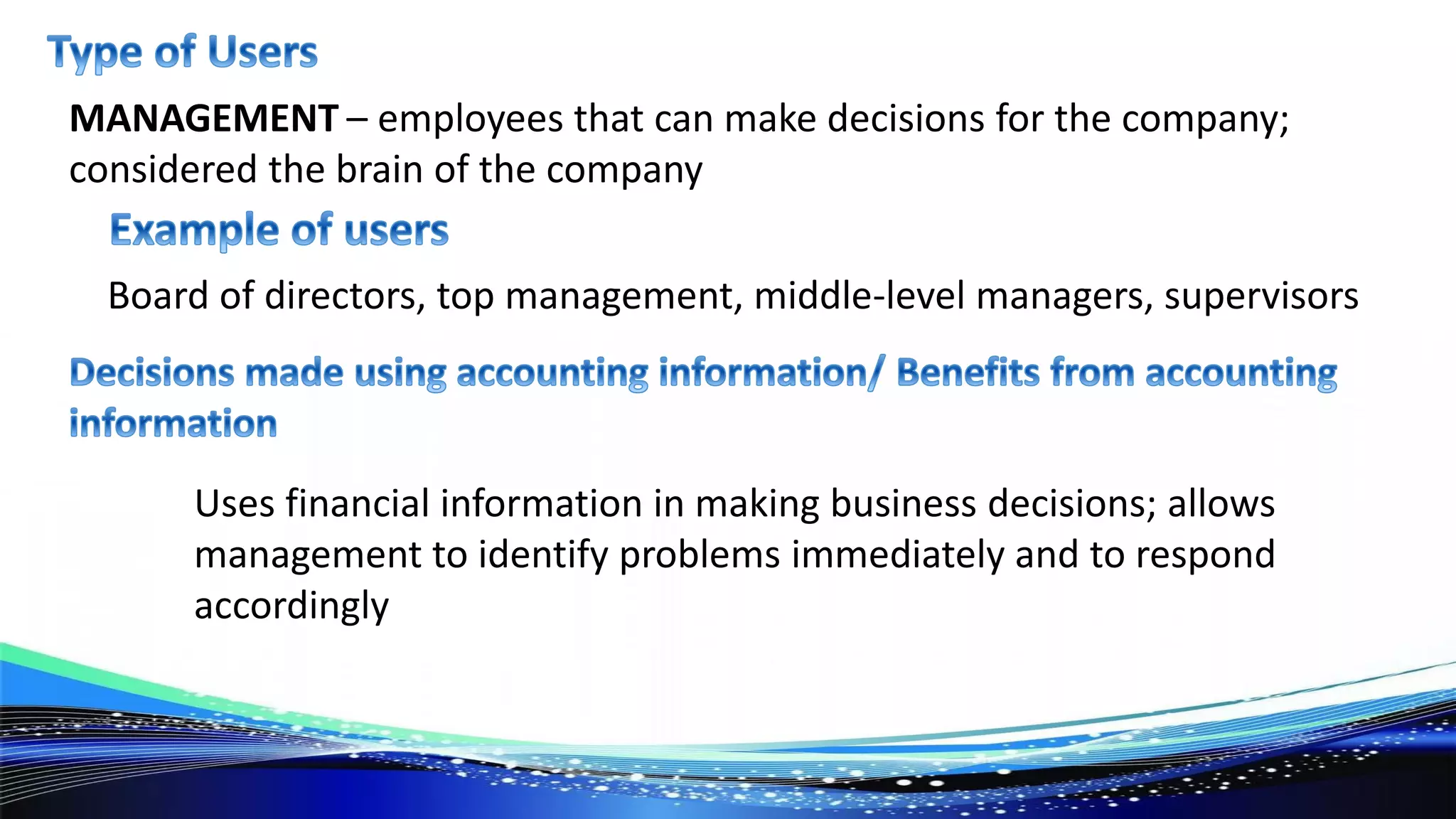 Users of Accounting Information | PDF