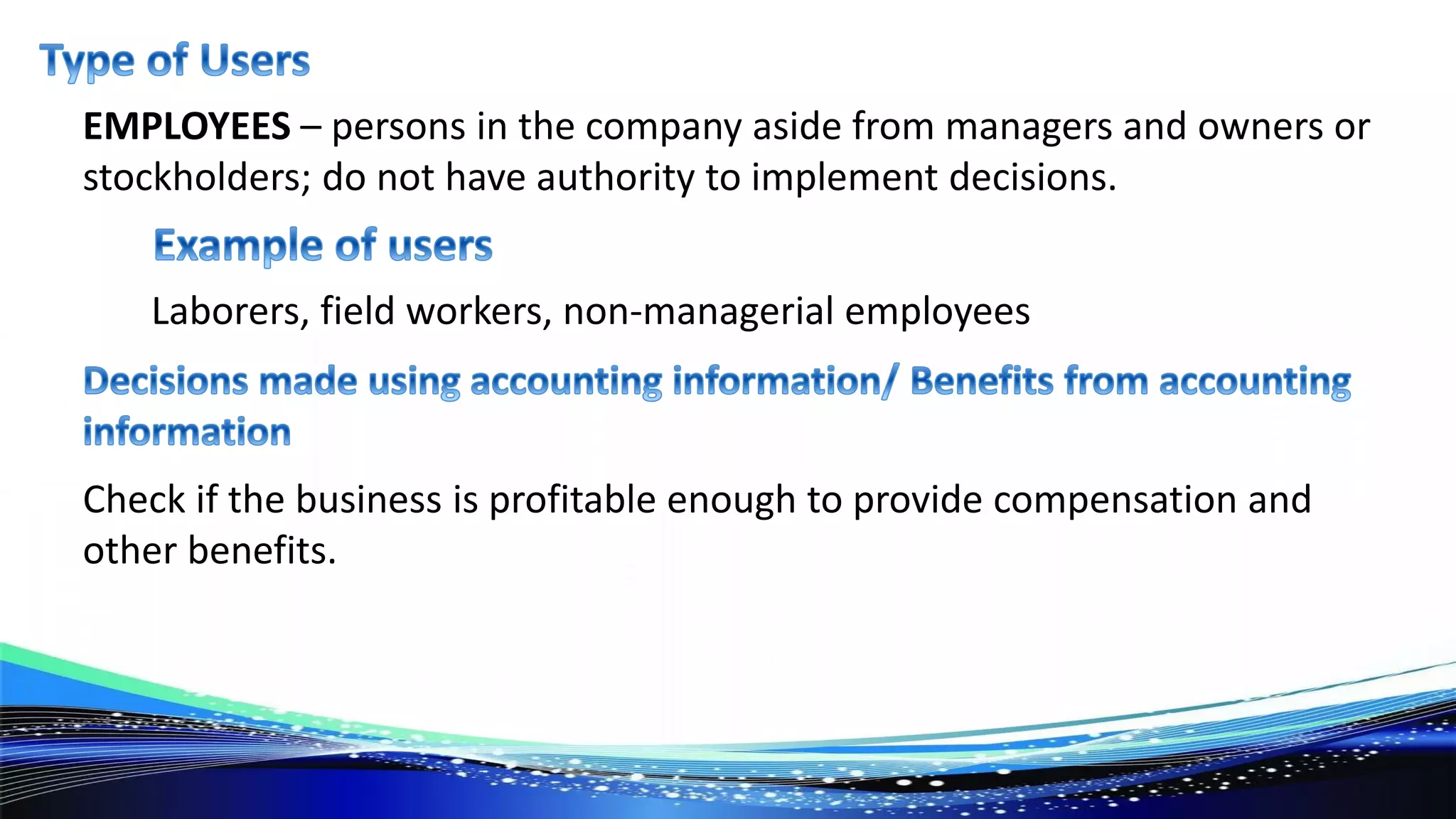 Users of Accounting Information | PDF