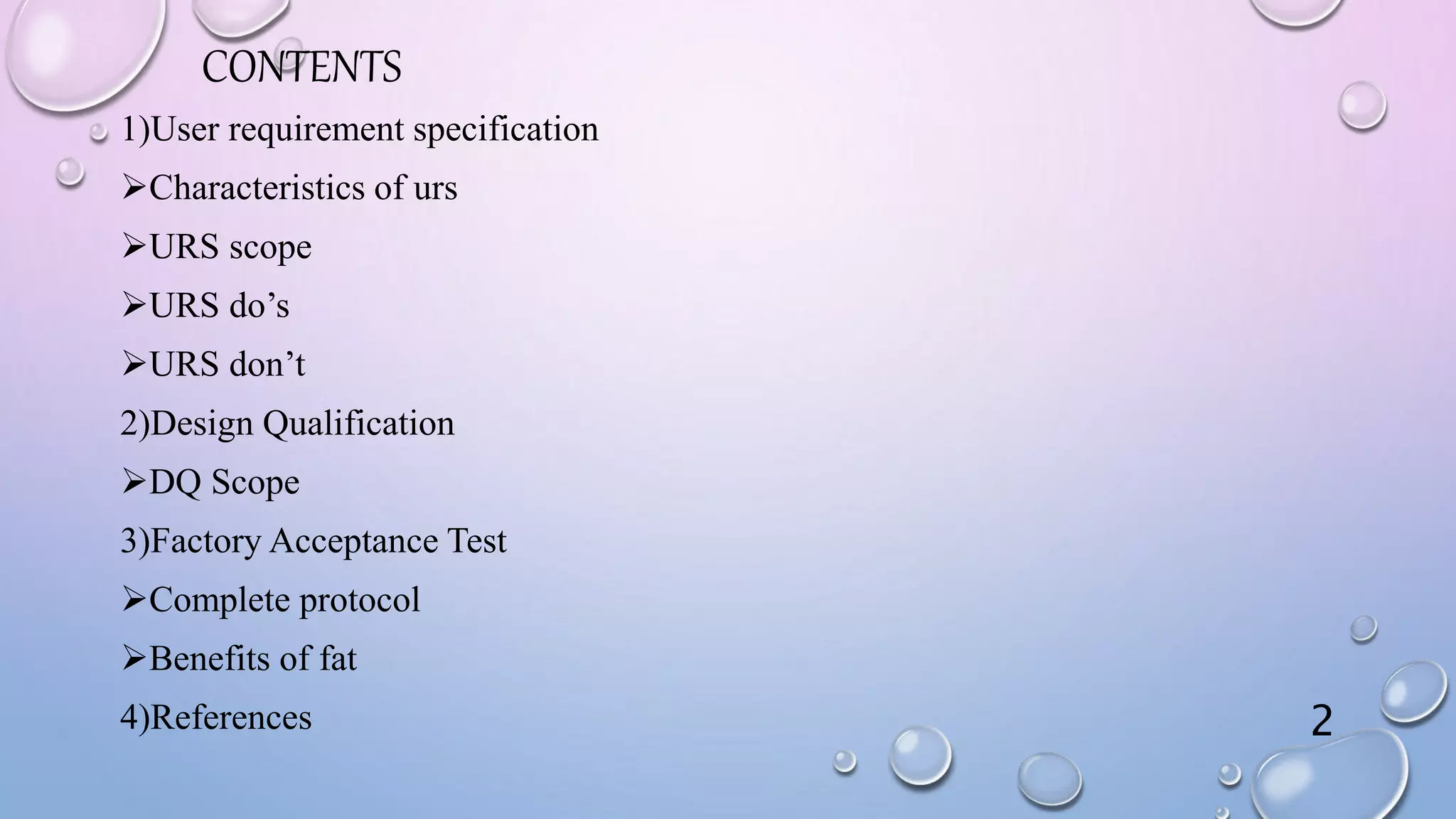 User specification requirements (urs) rash | PPTX