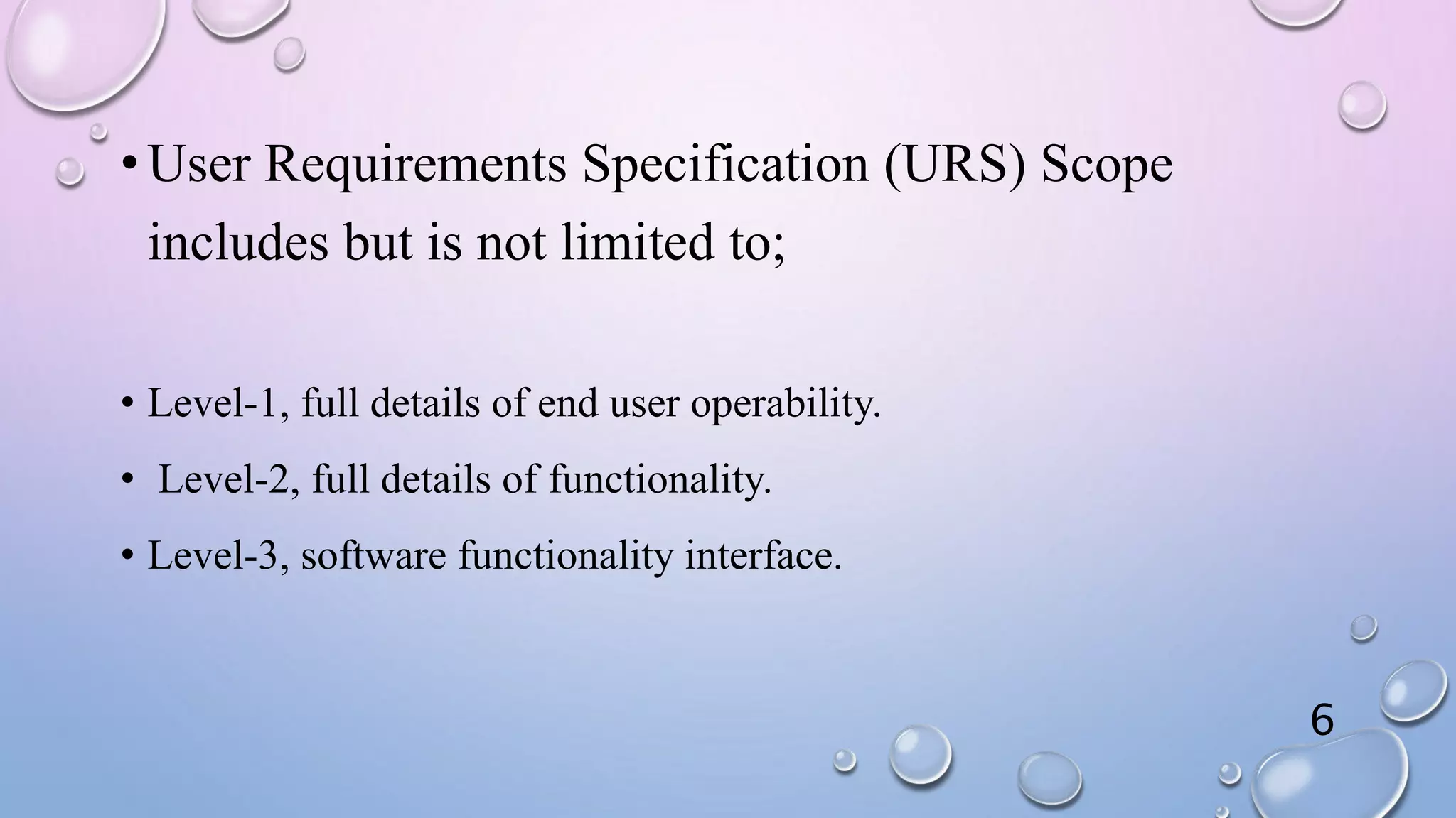 User specification requirements (urs) rash | PPTX