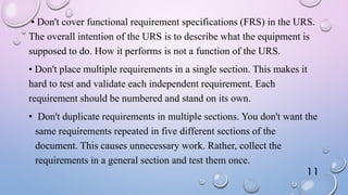 User specification requirements (urs) rash | PPTX